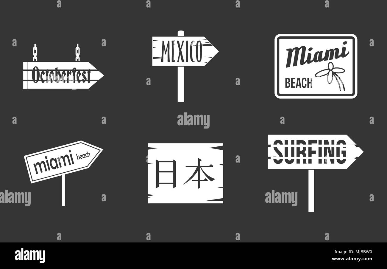 Welcome board icon set grey vector Stock Vector Image & Art - Alamy