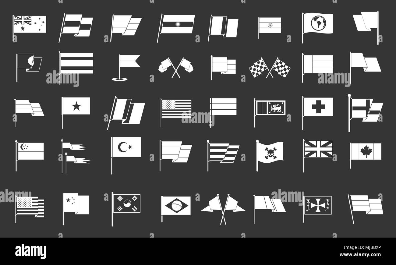 Flag icon set grey vector Stock Vector Image & Art - Alamy