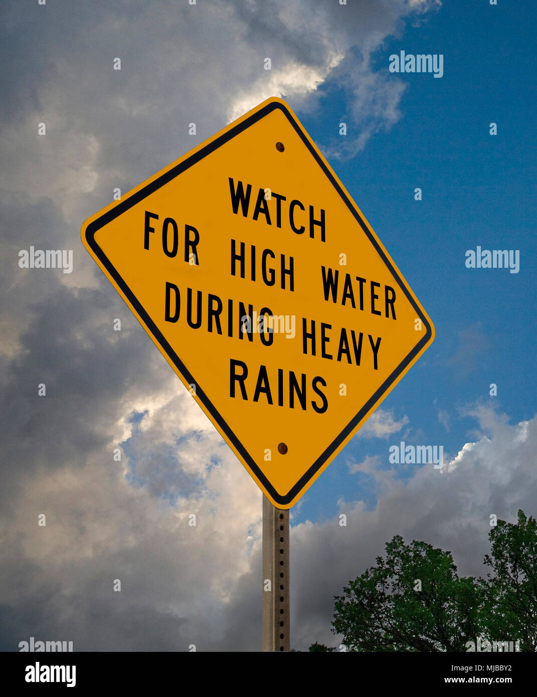 High Water Warning Sign In a Vertical Format Stock Photo - Alamy