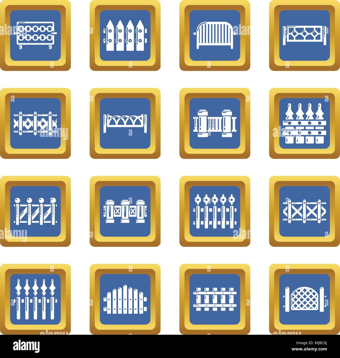 Different fencing icons set blue square vector Stock Vector Image & Art ...