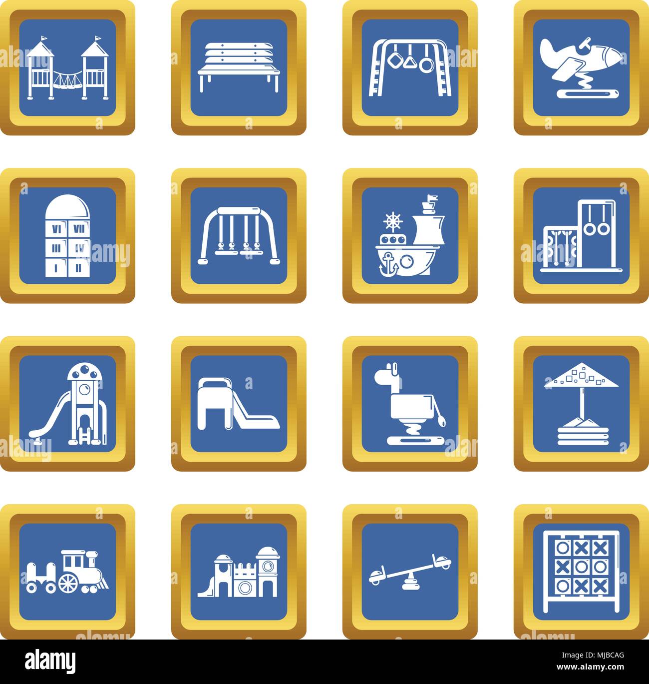 Playground equipment icons set blue square vector Stock Vector Image ...