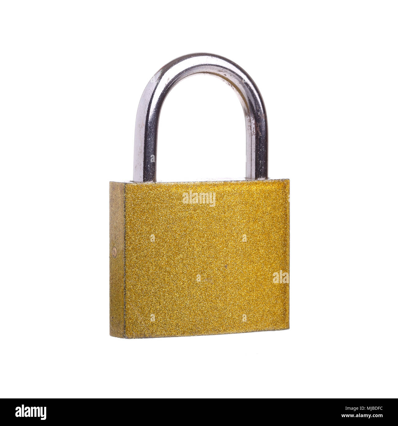 A locked golden padlock isolated on white background Stock Photo - Alamy
