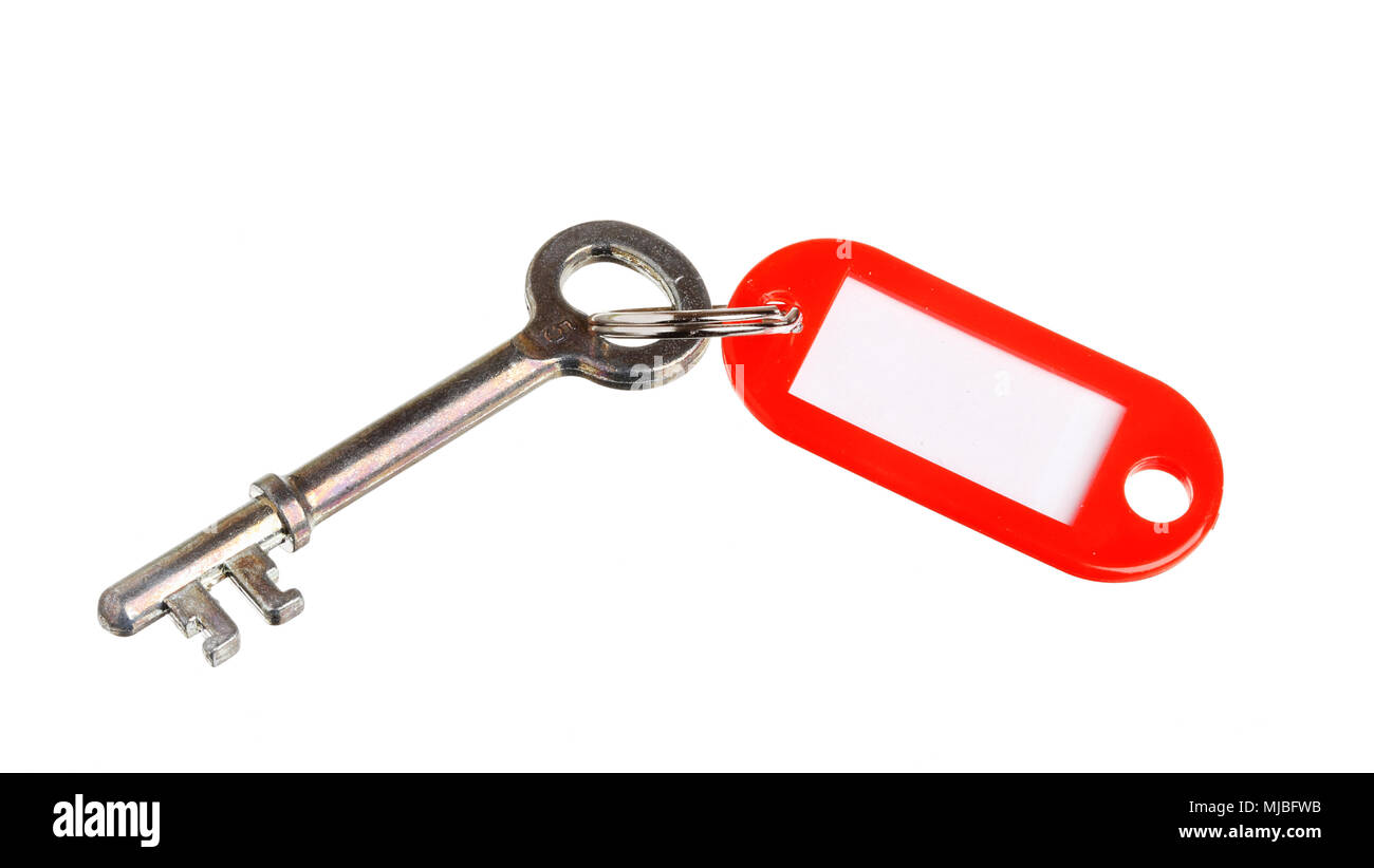 Key with a plastic red key ring isolated on white background Stock ...