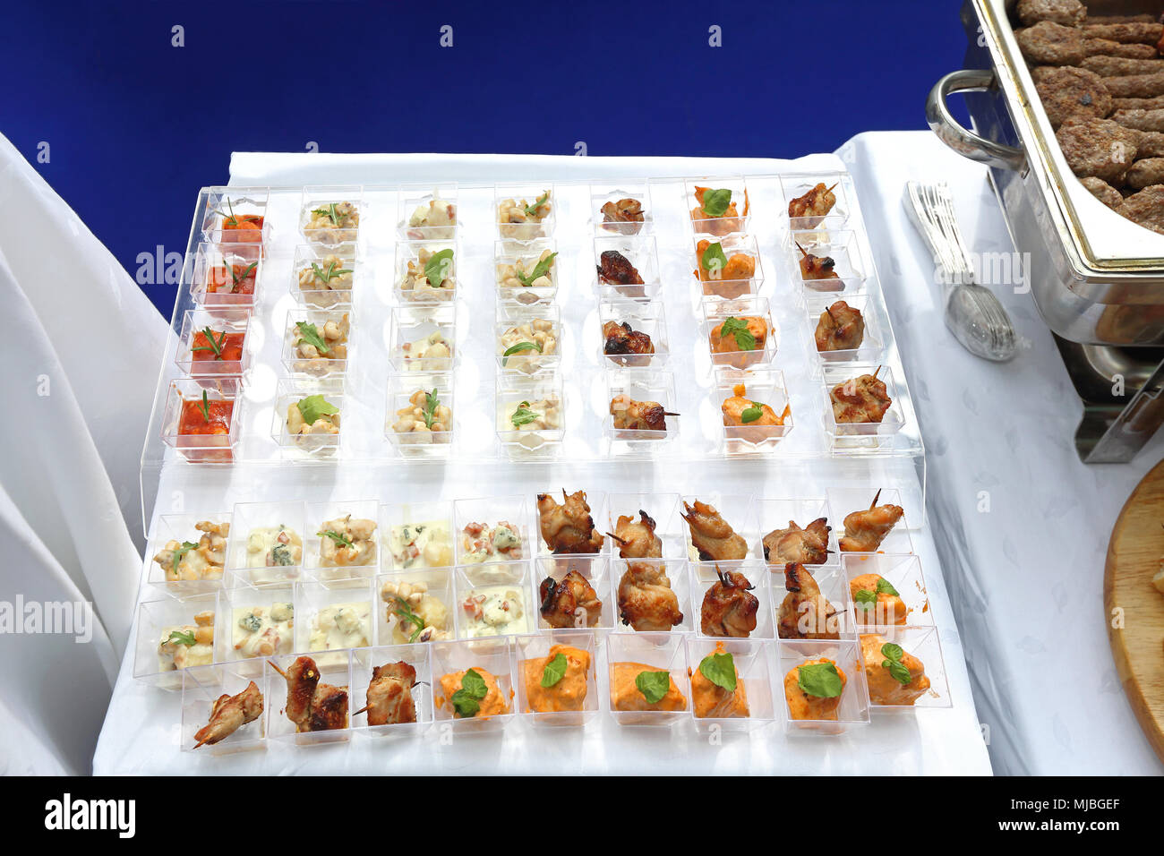 Small One Bite Canapes Party Food in Plastic Cups Stock Photo - Alamy