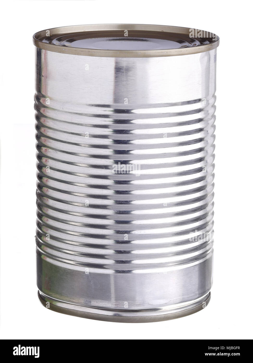 One blank tin can on white background Stock Photo - Alamy