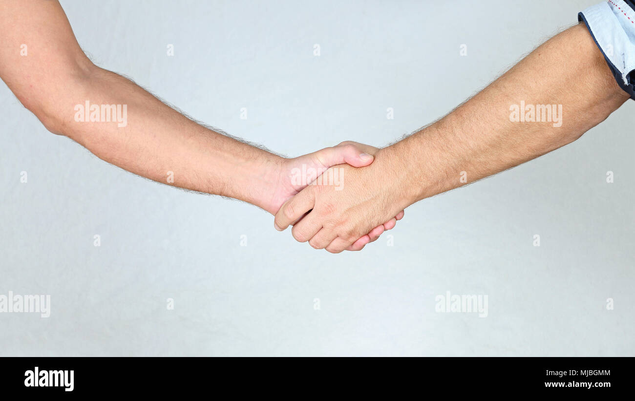 Two Man Handshake at White Background Stock Photo - Alamy