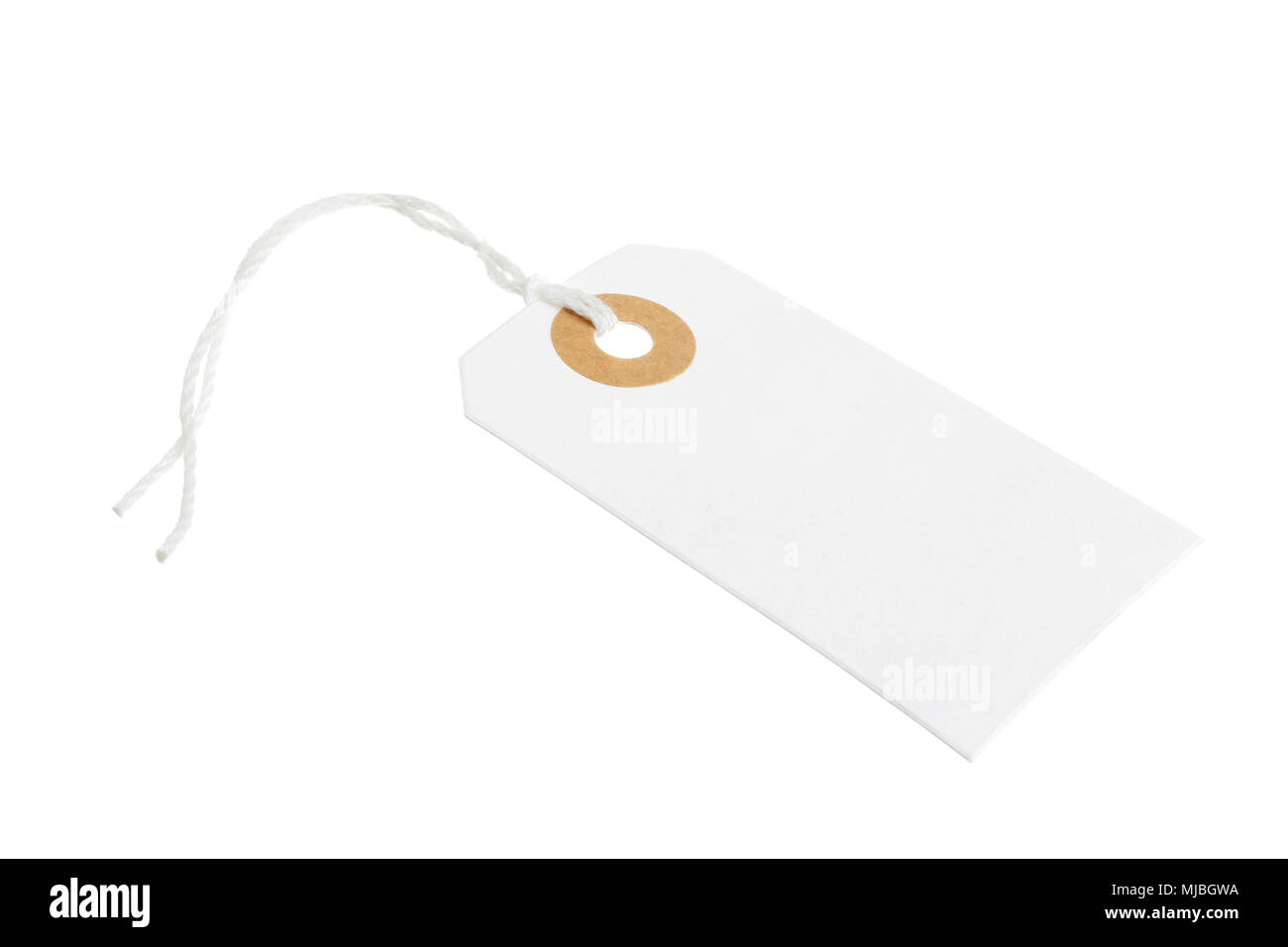 Blank white tag with attached string isolated on white background Stock ...