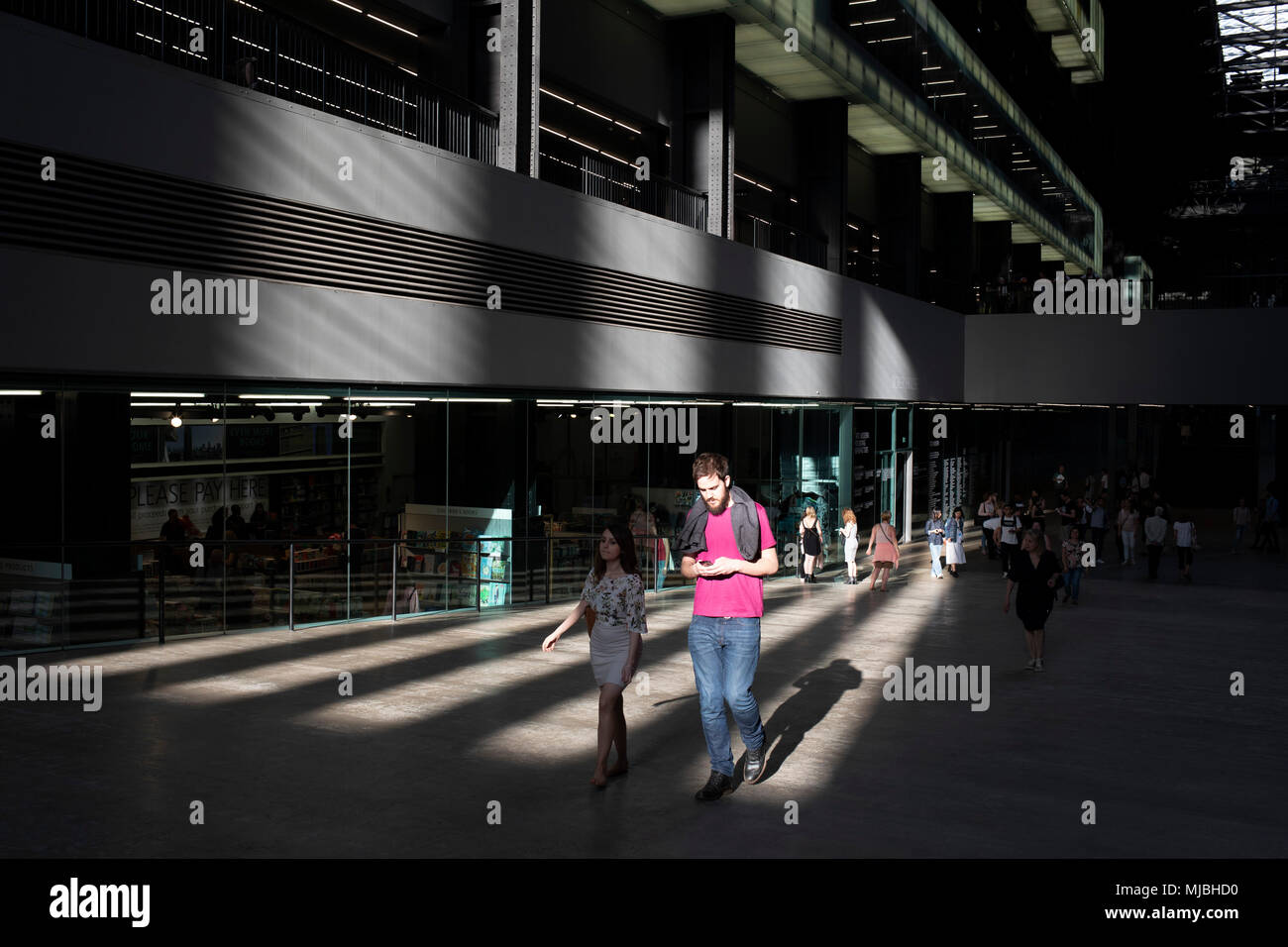 Interior view of evening light falling inside the Turbine Hall at Tate ...