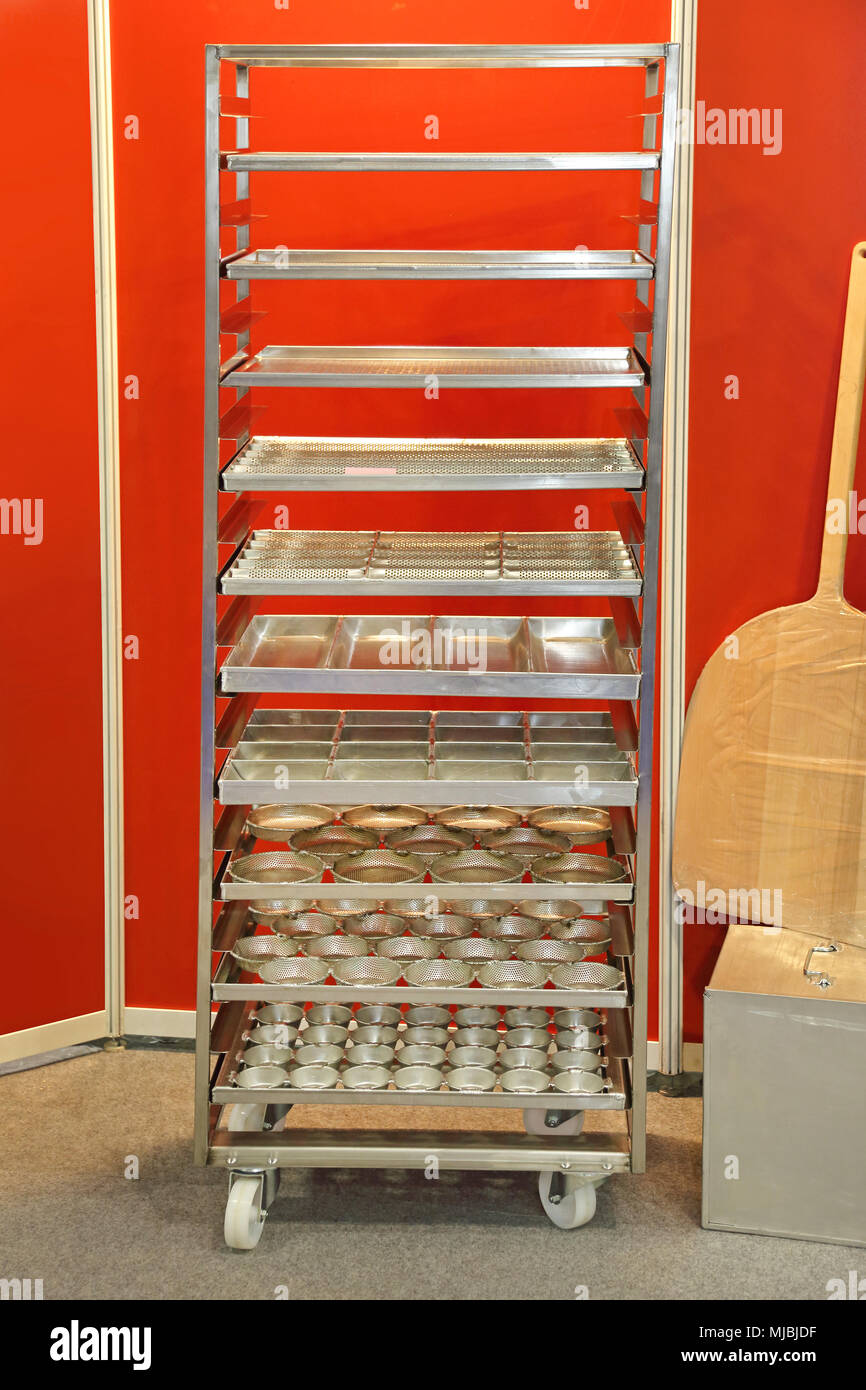 Rolling Rack Cart for Sheet Molds in Bakery Stock Photo - Alamy