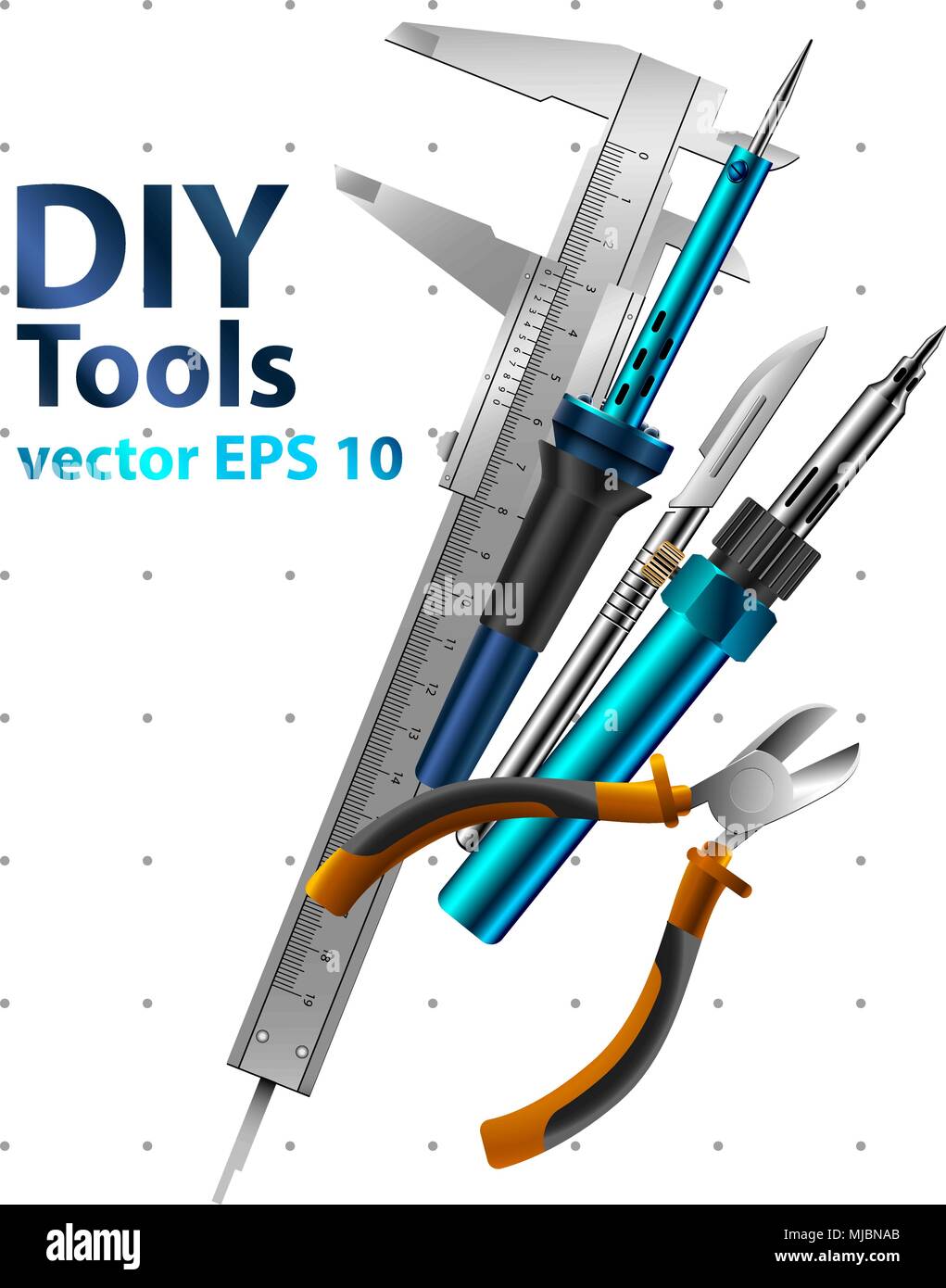 Diy tools vector isolated on white background. Set realistic ...