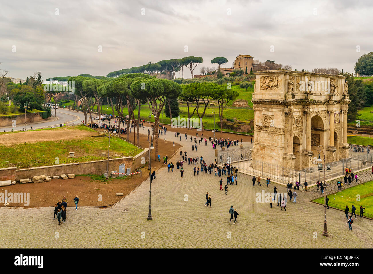 ROME, ITALY, DECEMBER - 2017 - Aerial view of constantine arc ...
