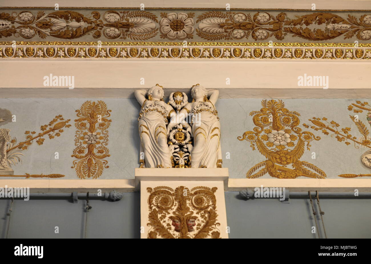 Fragment of the ancient palace interior the wall and molding Stock ...