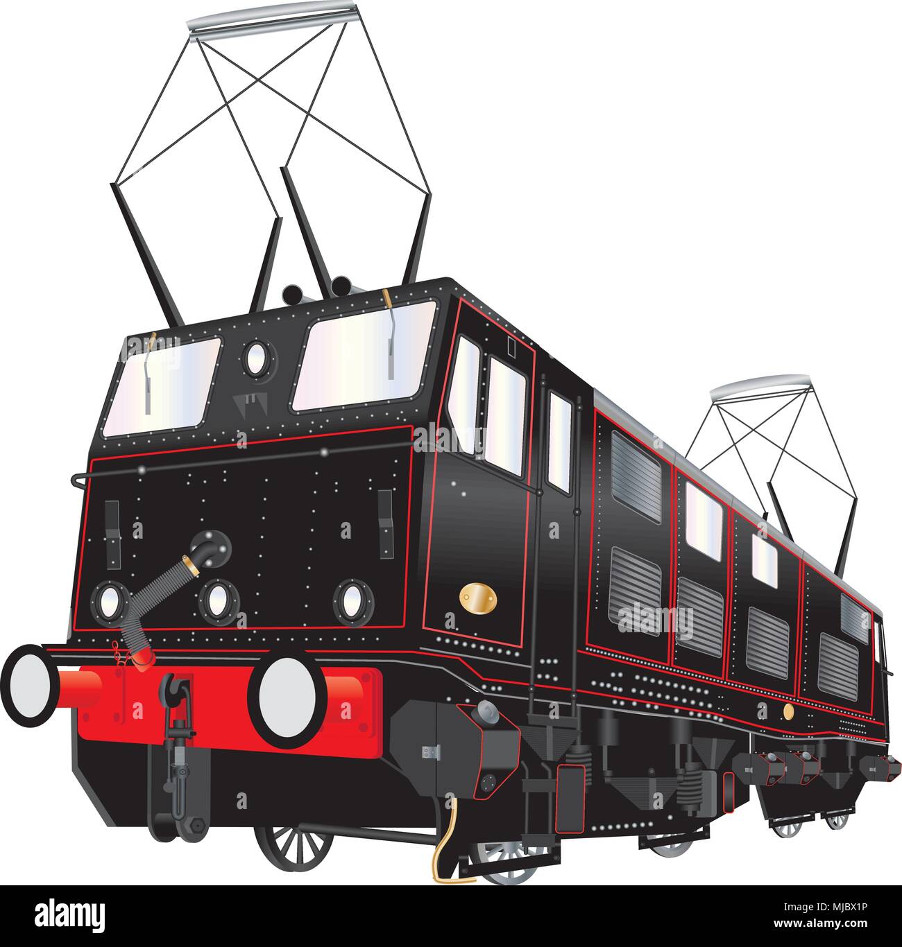 A detailed illustration of a Vintage Electric Eight Wheeler Freight ...