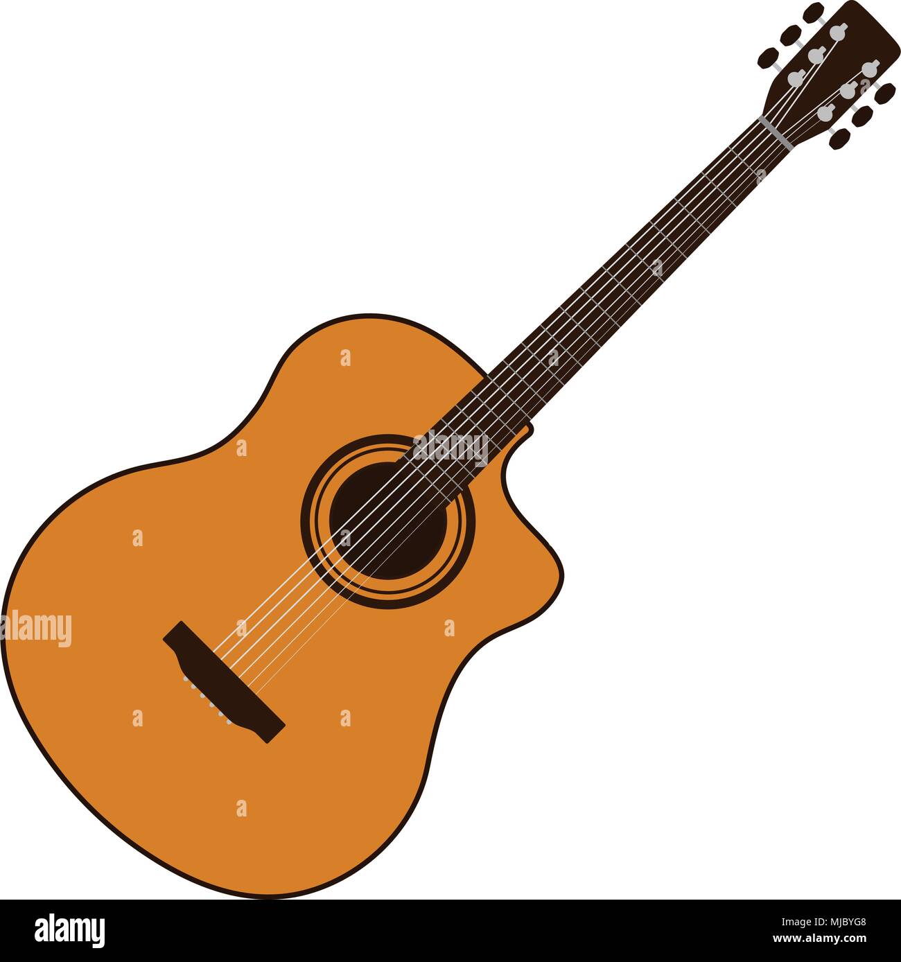 Acoustic guitar icon. Flat color design. Vector illustration Stock ...