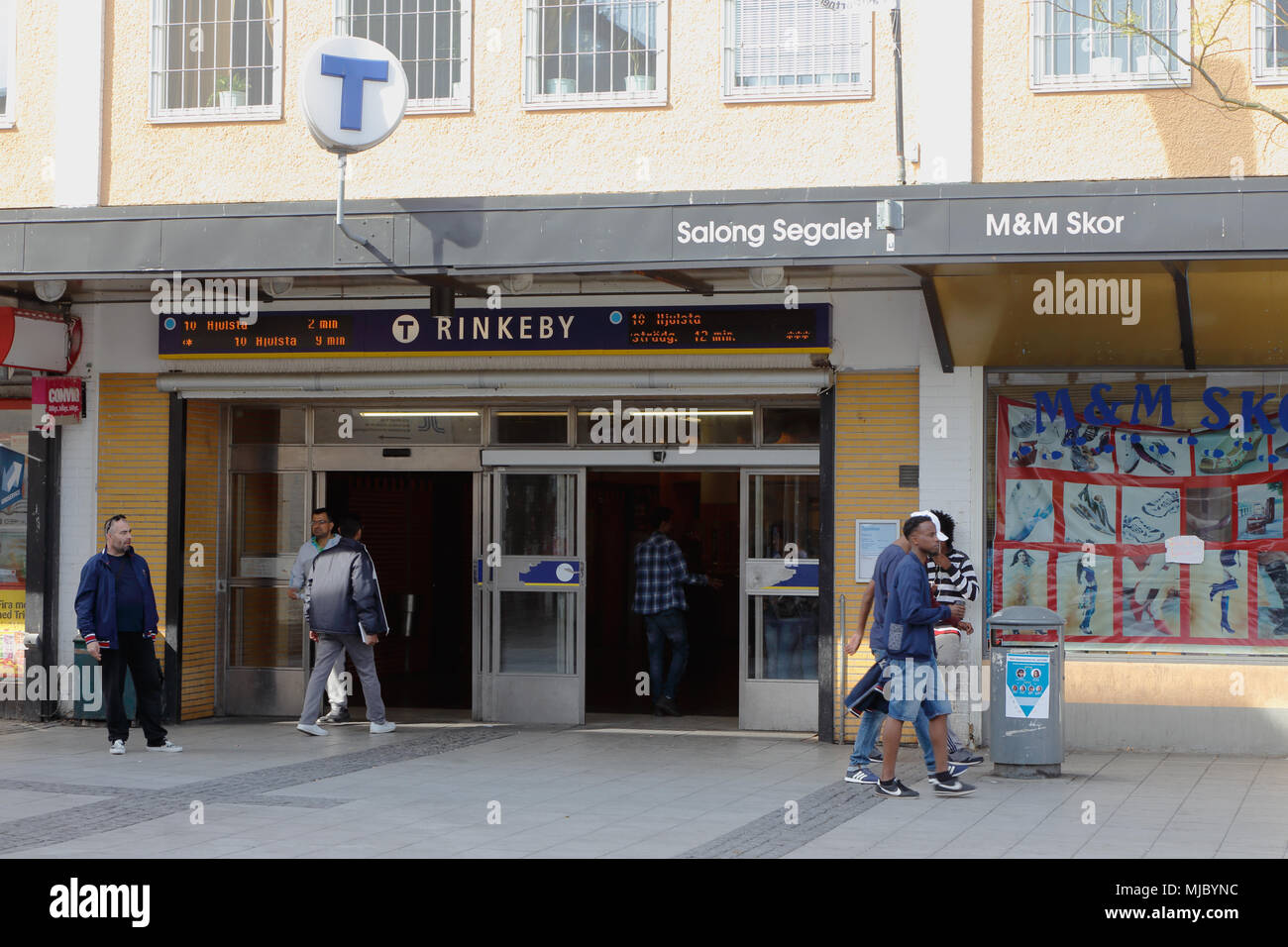 Stockholm, Sweden - May 23, 2016: People at the entrance to the Rinkeby ...