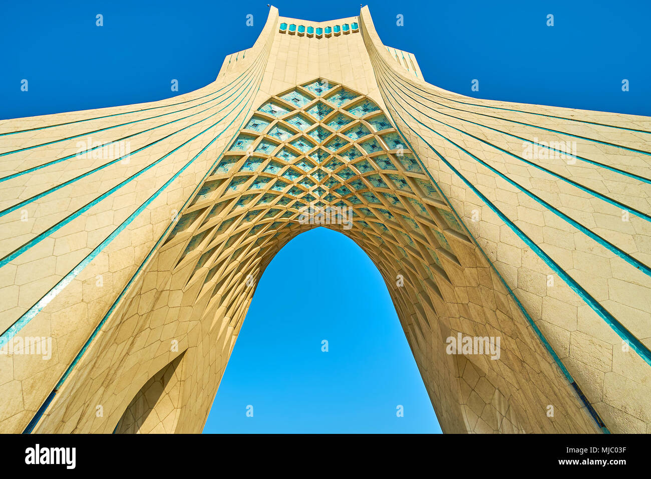 TEHRAN, IRAN - OCTOBER 25, 2017: Azadi tower covered with white marble ...