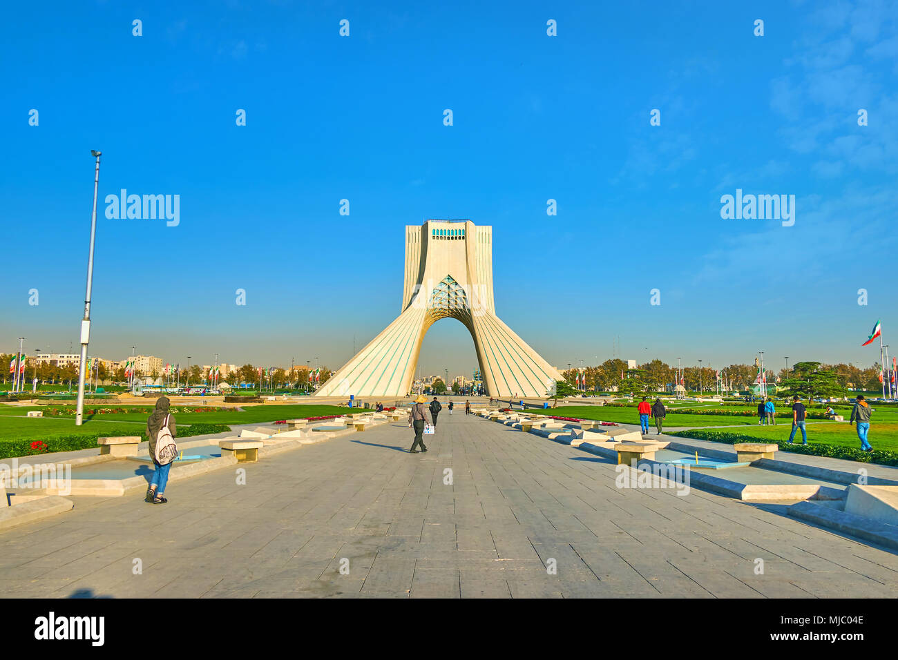 TEHRAN, IRAN - OCTOBER 25, 2017: Azadi Tower is surrounded with cozy ...
