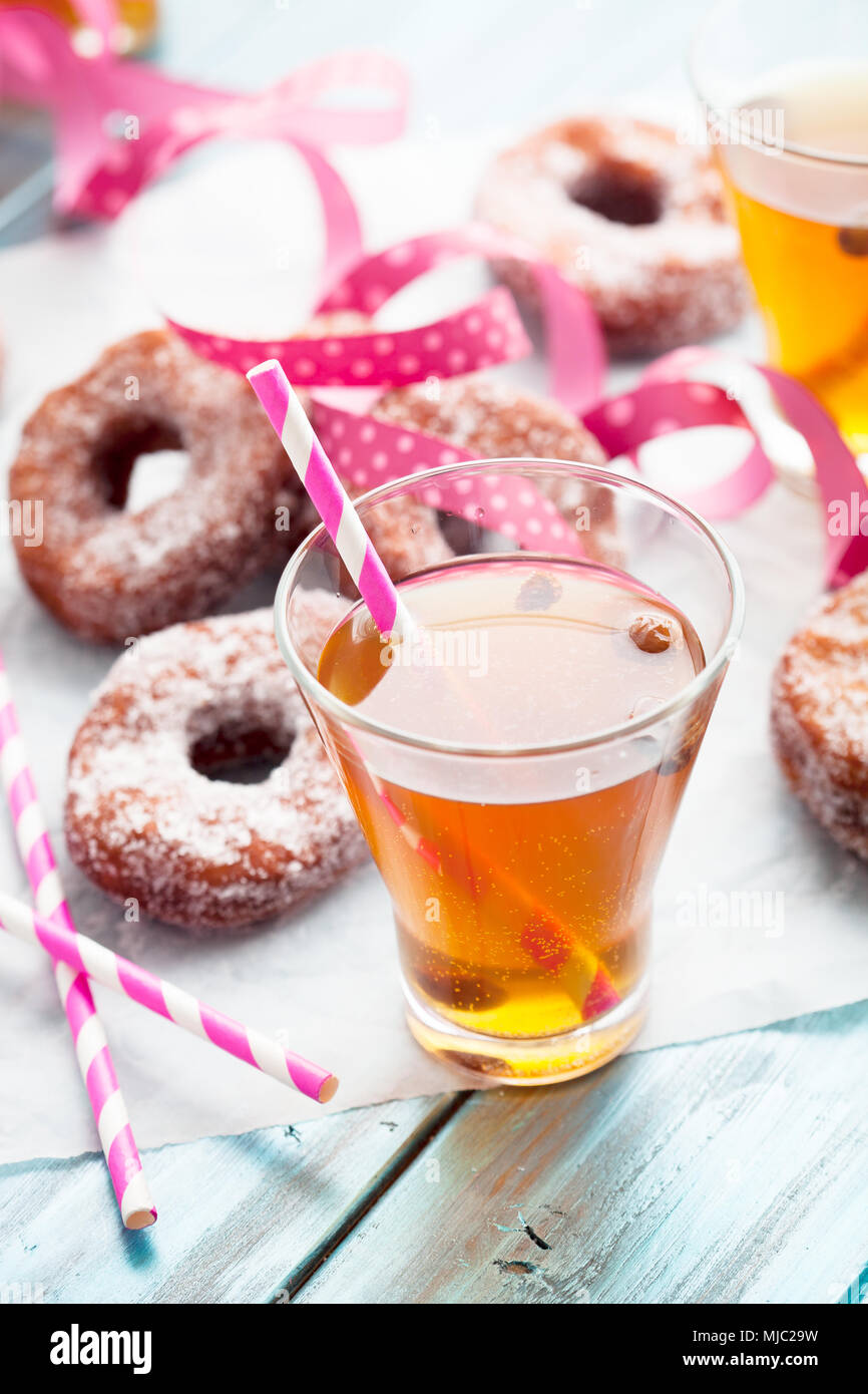 Traditional finnish sima and sugar donuts Stock Photo - Alamy
