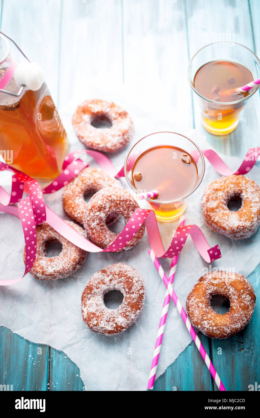 Traditional finnish sima and sugar donuts Stock Photo - Alamy