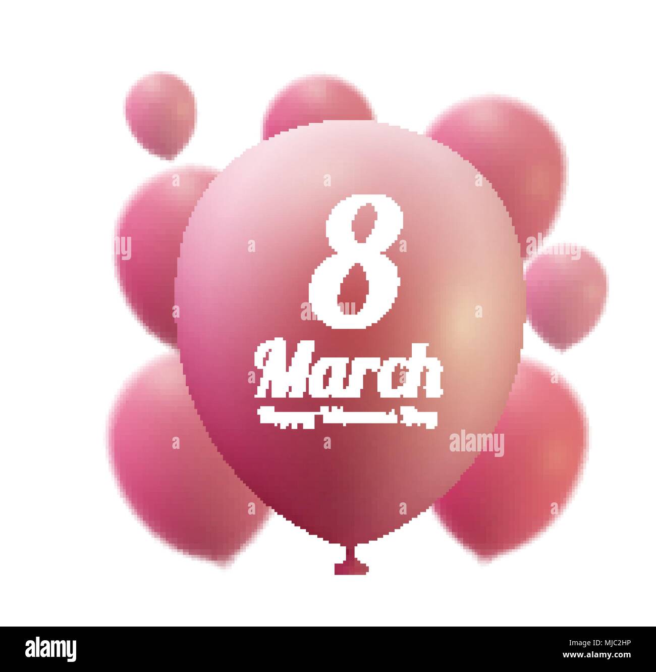 8 March Women s Day greeting card template . Pink ballon ,vector ...
