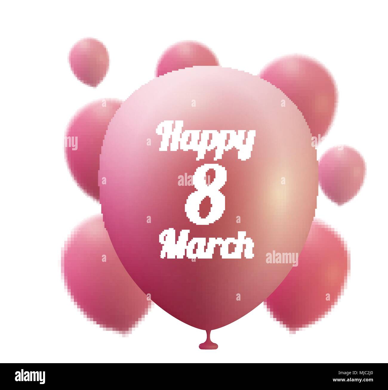 8 March Women s Day greeting card template . Pink ballon ,vector ...
