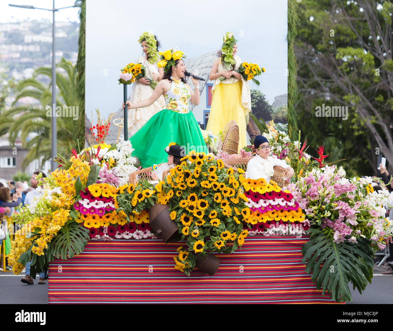 Parade of Madeira Flower Festival or "Festa da flor" in Funchal city ...