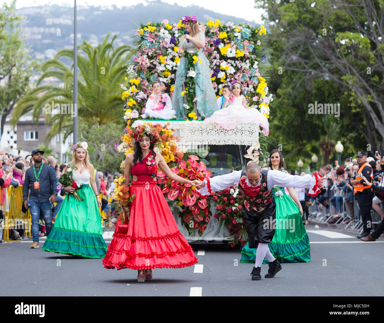 Parade of Madeira Flower Festival or "Festa da flor" in Funchal city ...