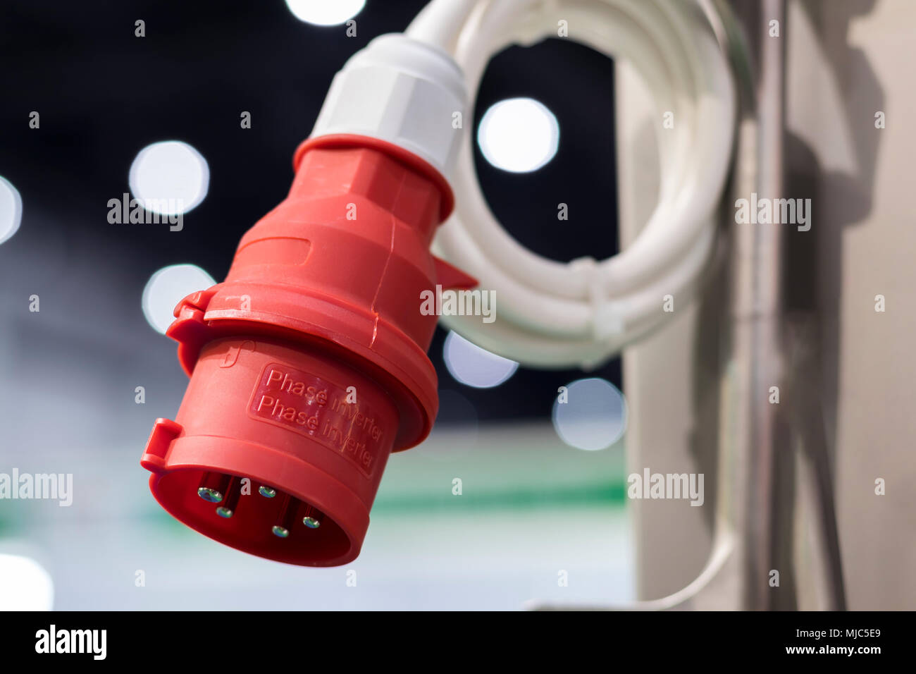 Red Industrial power plug ; high voltage Stock Photo - Alamy
