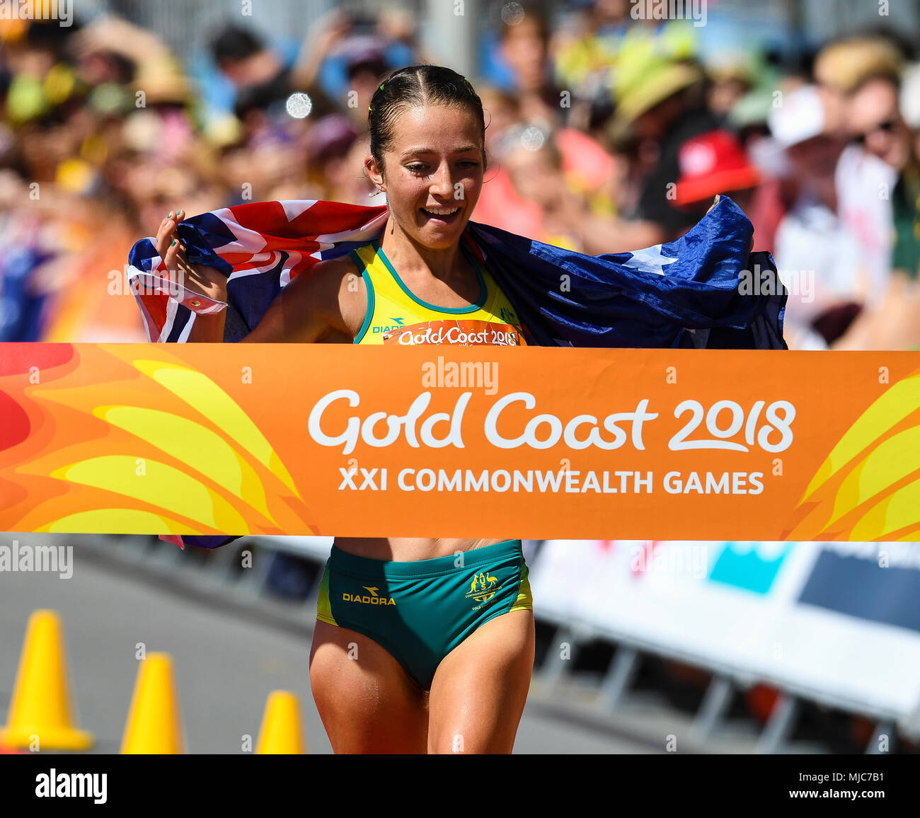 GOLD COAST, AUSTRALIA - APRIL 8: Jemima Montag of Australia crossing ...