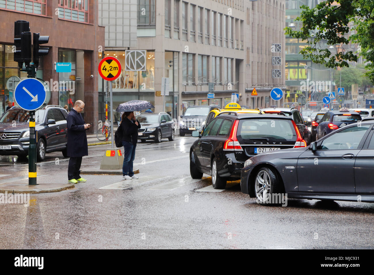 Stockholm, Sweden - June 16, 2016: Rainy weather in Stockholm at the ...