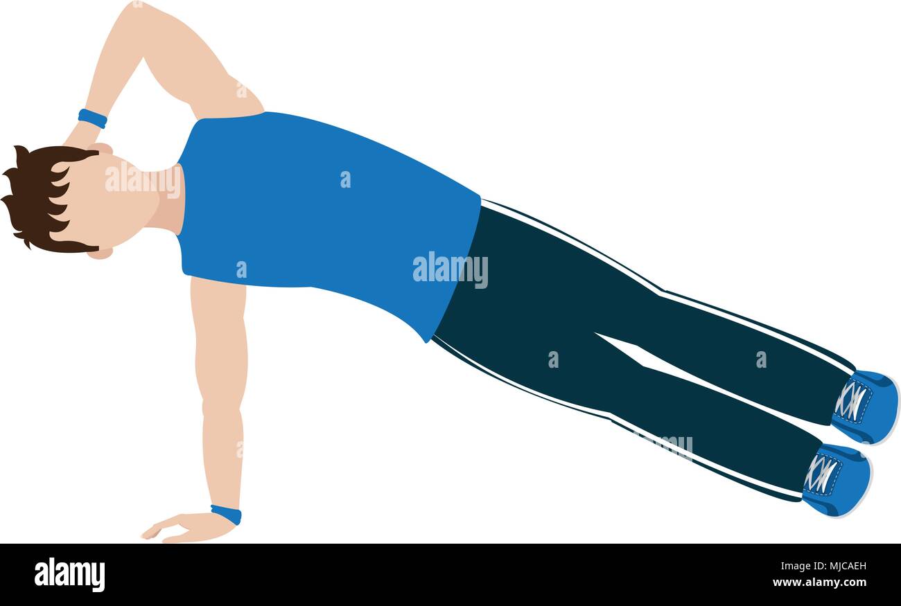 Muscular man training with planks Stock Vector Images - Alamy