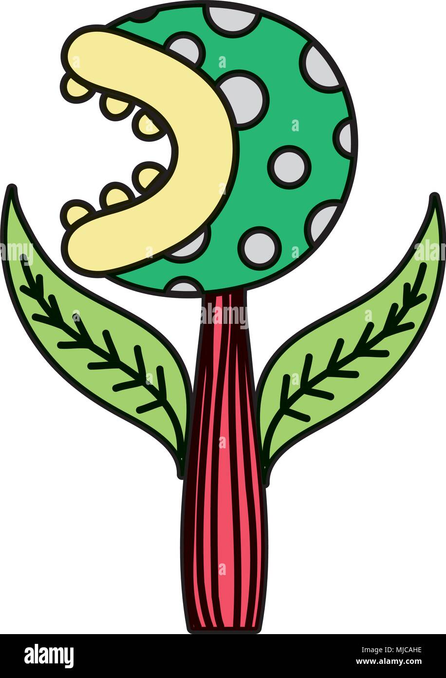color videogame flower plant character with mouth and teeth Stock ...