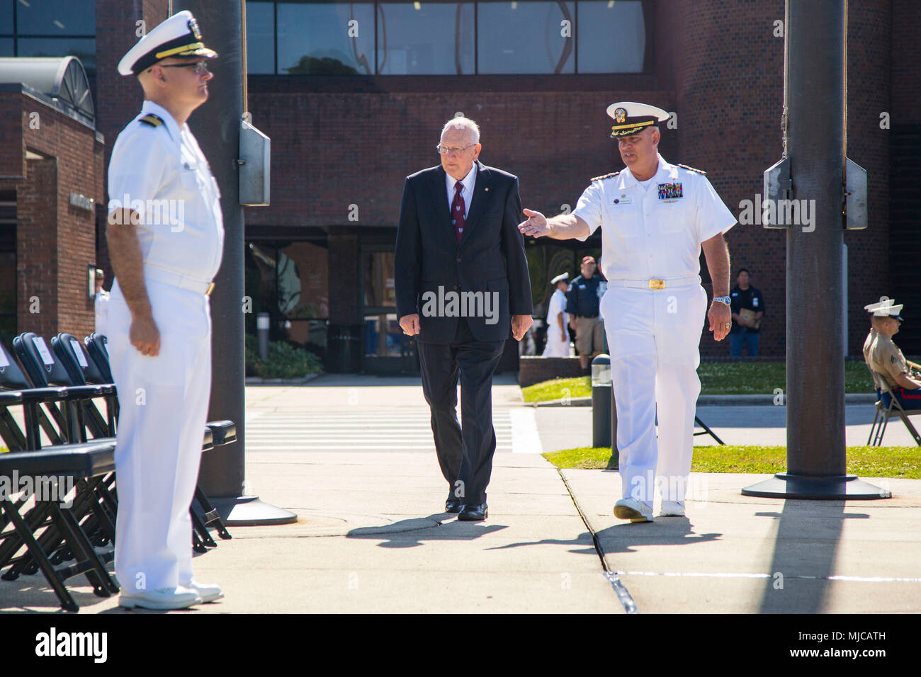 Capt. James L. Hancock, right, commanding officer, Naval Medical Center ...