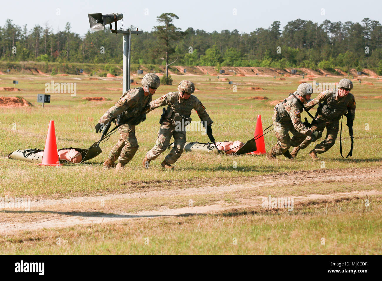 FORT BENNING, Ga. (May 2, 2018) -- A tank crew pulls simulated ...