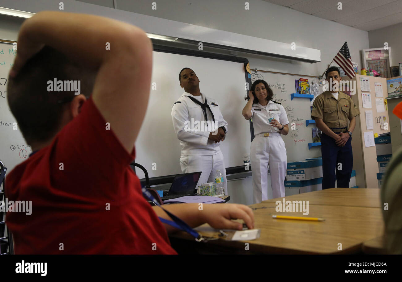 U.S. Marines and Sailors talk to students of Riverglades Elementary ...