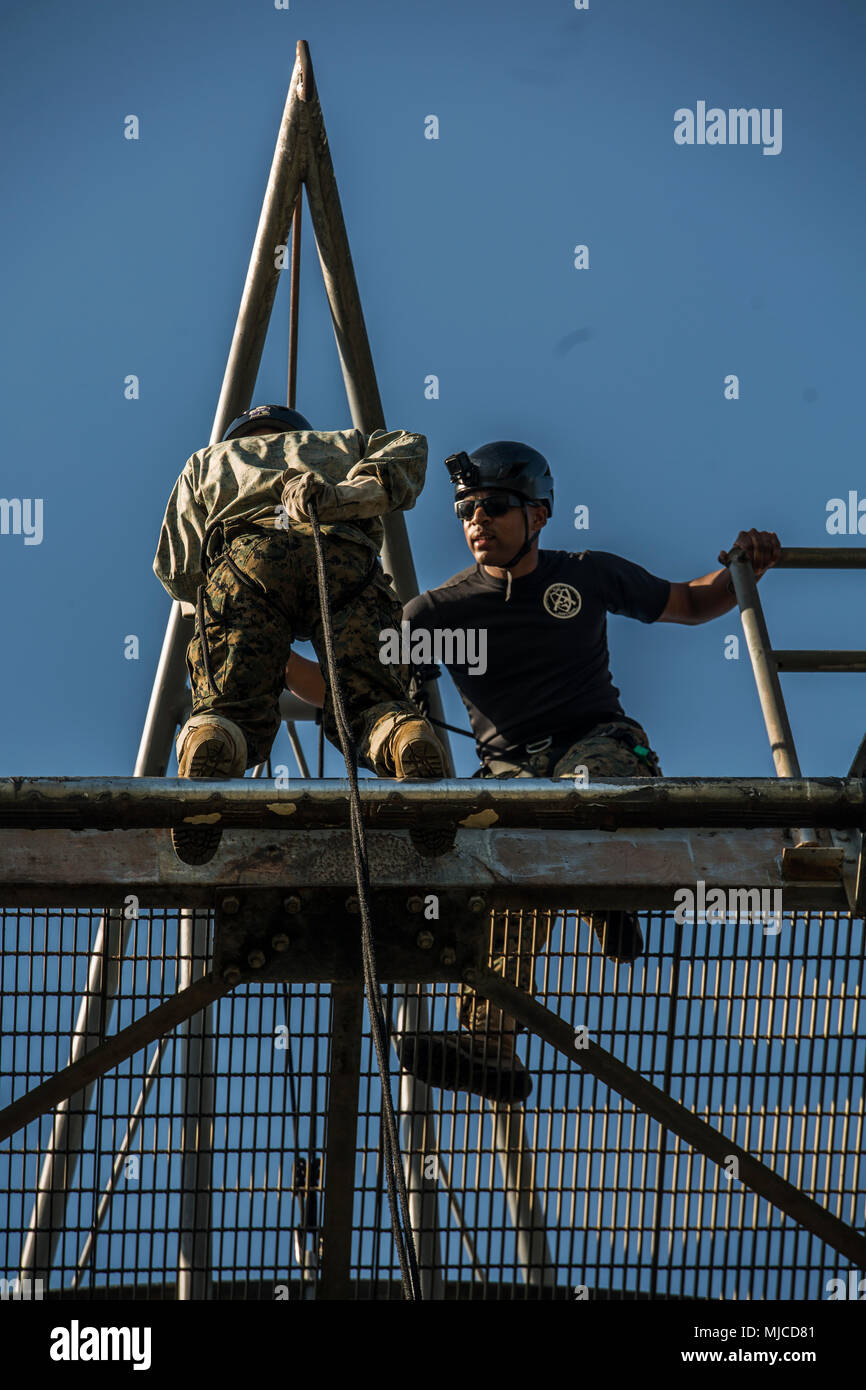 U.S. Marine Corps Sgt. Jarrod Johnson, a field training instructor with ...