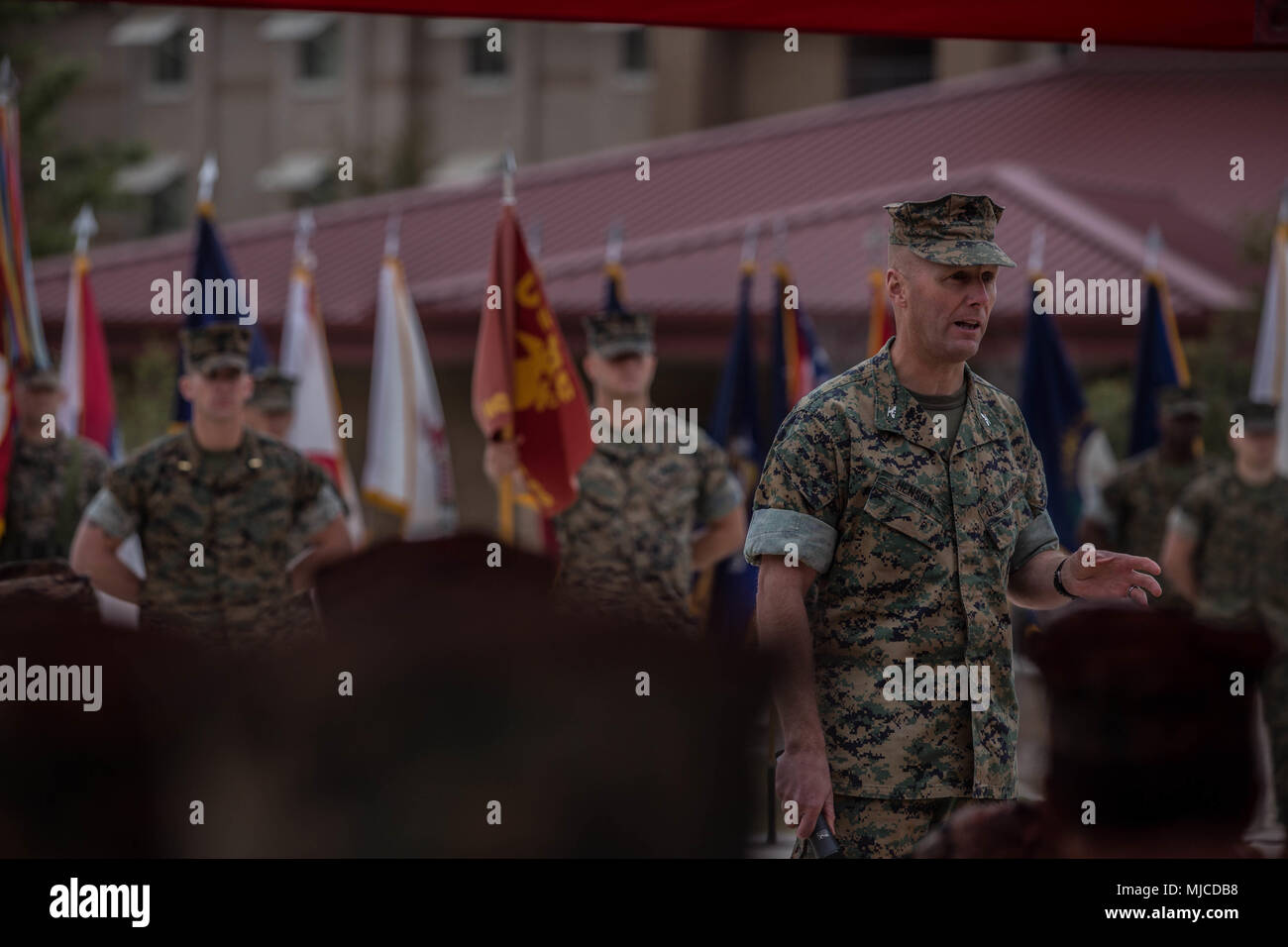 U.S. Marine Col. James Hensein, the commanding officer for Headquarters ...