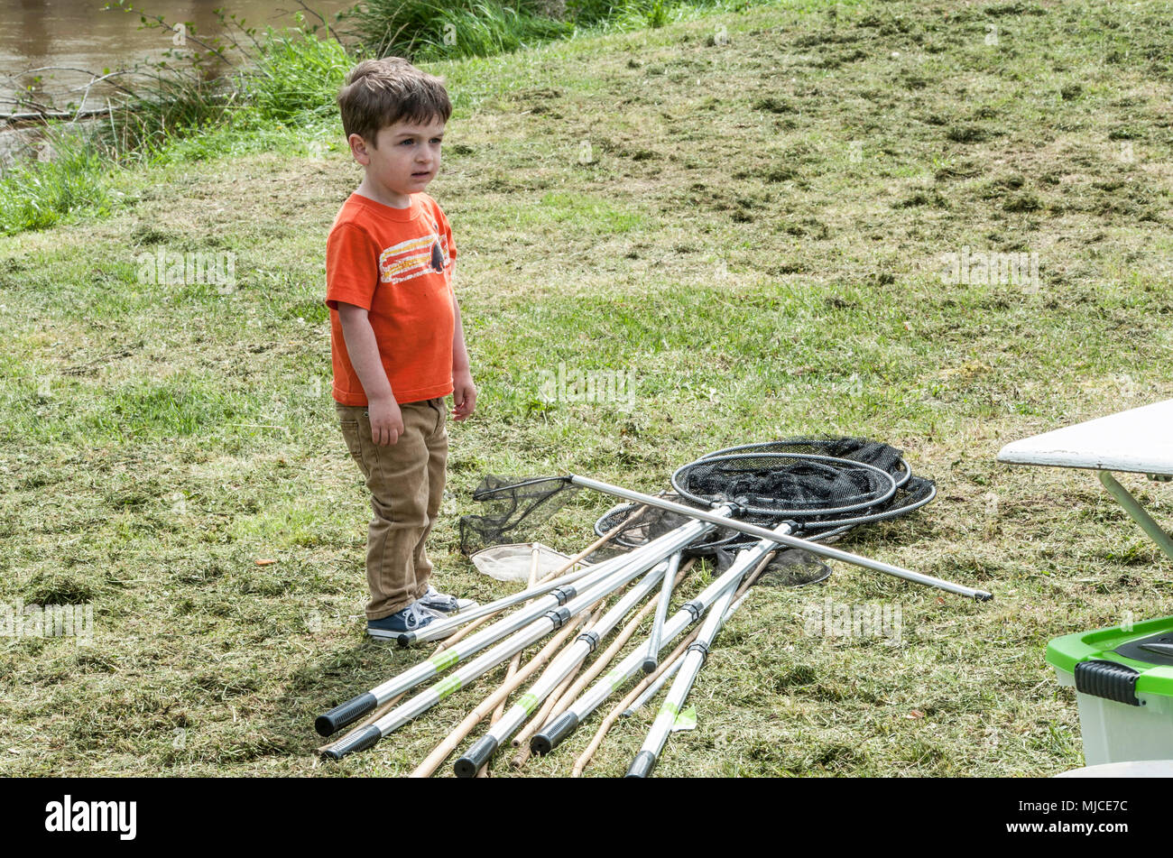 ANSBACH, Germany -- Children spend time at the "Fish and Water Insect ...