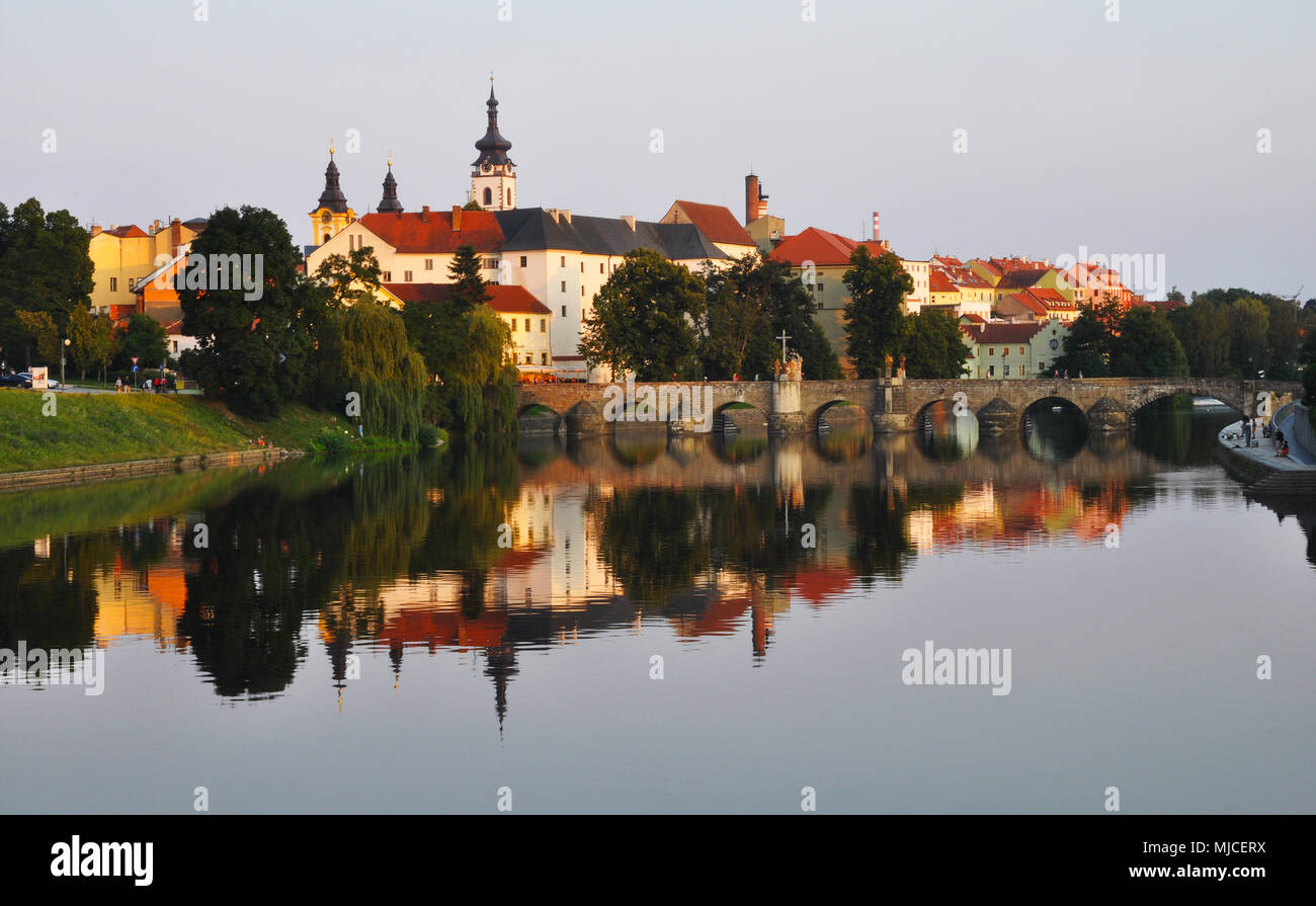 Beautiful cityscape of the small city Pisek in Czech Republic with ...