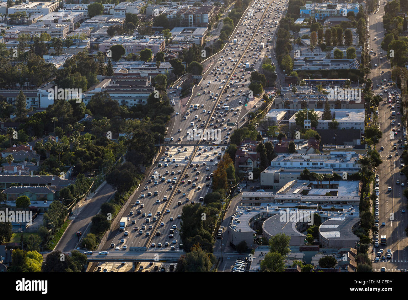 Aerial view of Ventura 101 Freeway near White Oak Ave in the San ...