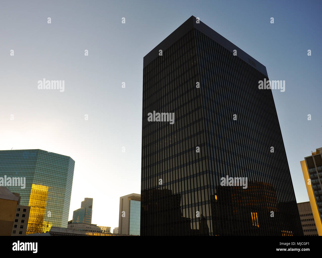 Cityshape of modern glass office building in the downtown Stock Photo ...