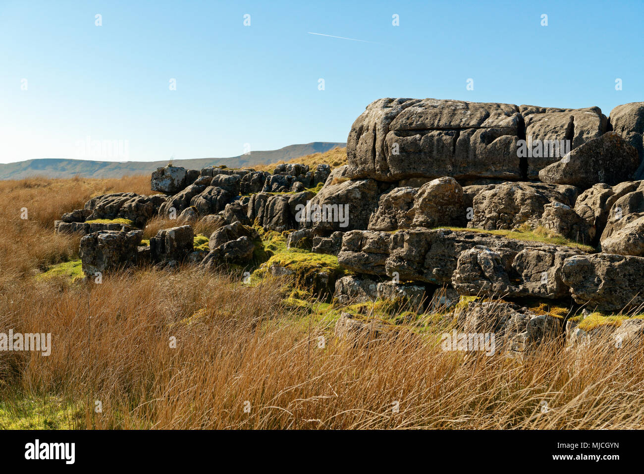 Landscape image of Runscar Scar on Blea Moor near Ribblehead in the ...