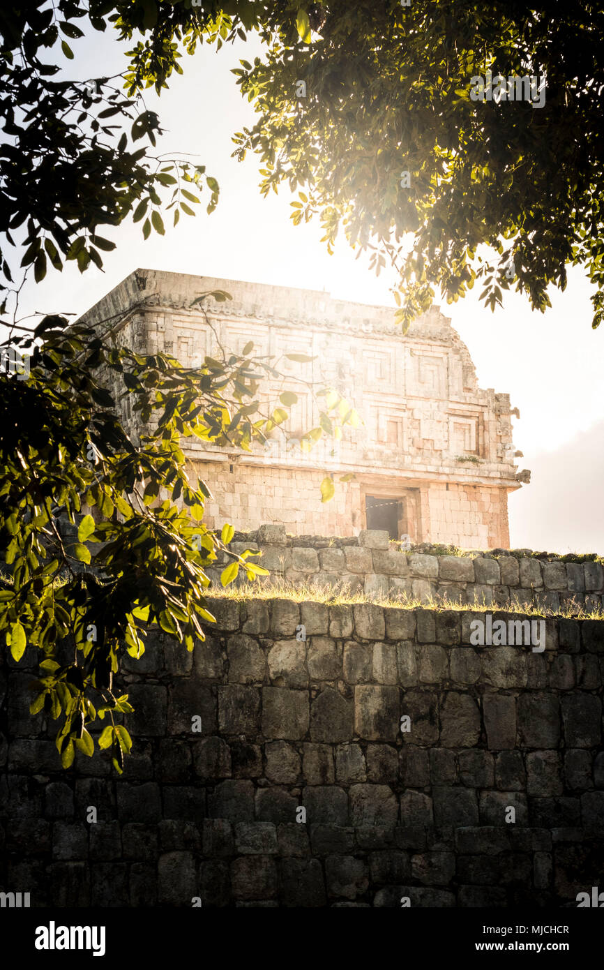 Maya ruin complex of Uxmal in Puuc route in Yucatan Mexico Stock Photo ...