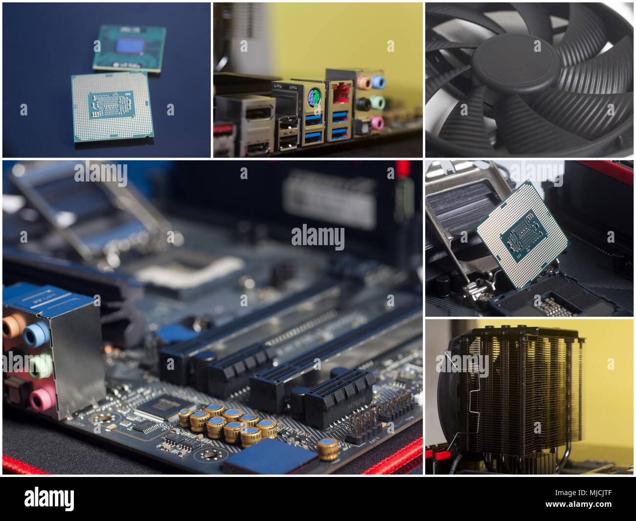 Collage of personal computer components. Close Up Stock Photo - Alamy