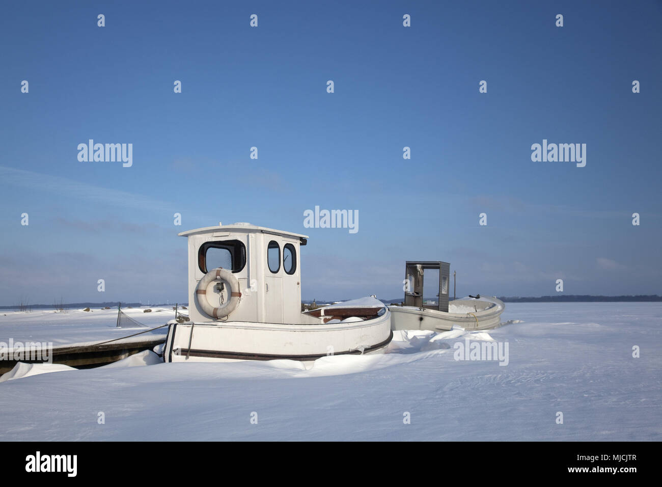 Fishing trawler in the Selenter lake, Bellin, Schleswig - Holstein ...