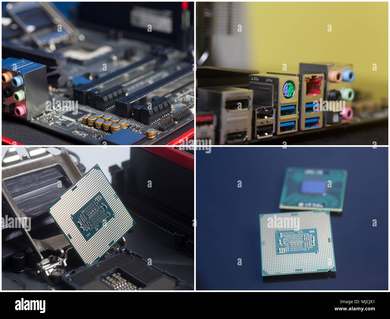 Collage of personal computer components. Close Up Stock Photo - Alamy