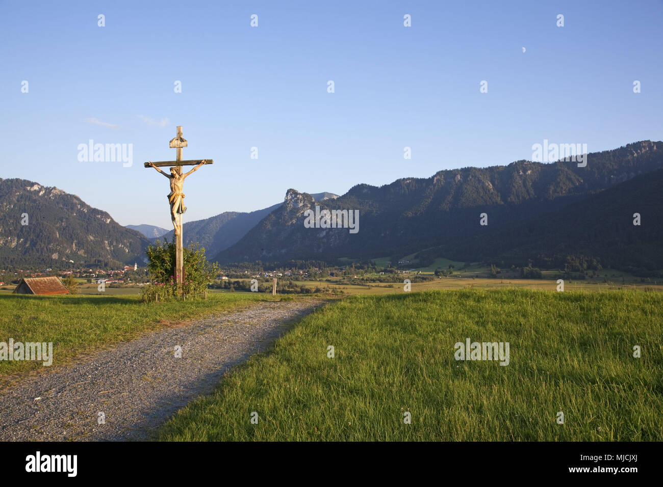 Cross above Oberammergau, Upper Bavaria, Bavaria, Germany Stock Photo ...