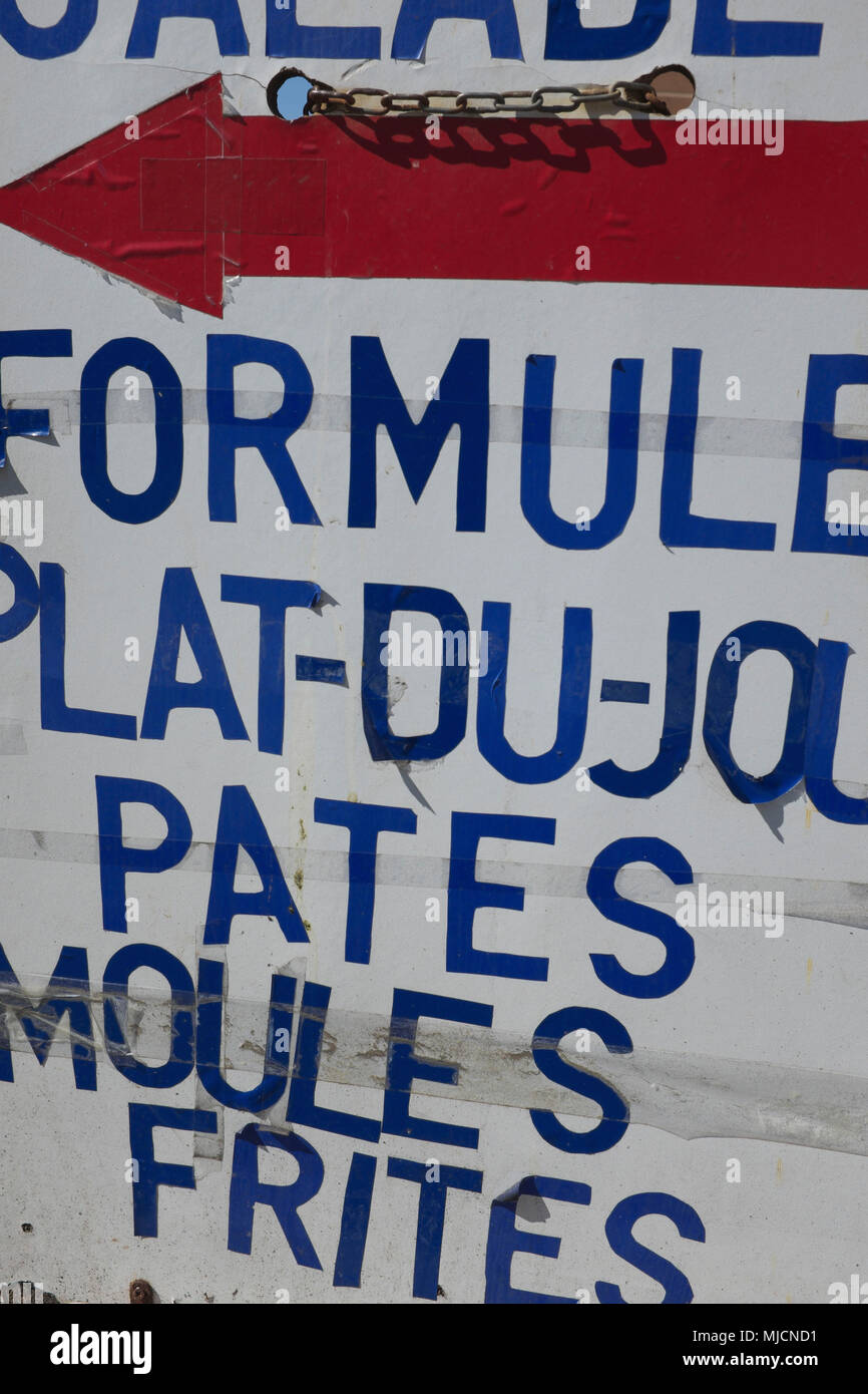 Sign, menu, in French Stock Photo - Alamy