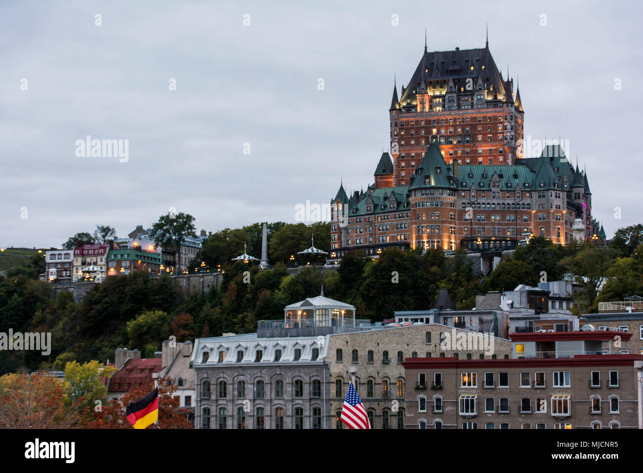 View of the town with fortress and the Château Frontenac, of Québec ...