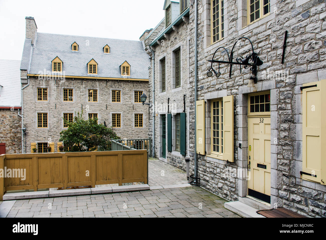 Typical stone houses in the Lower Town (Basse-Ville) of Québec City ...